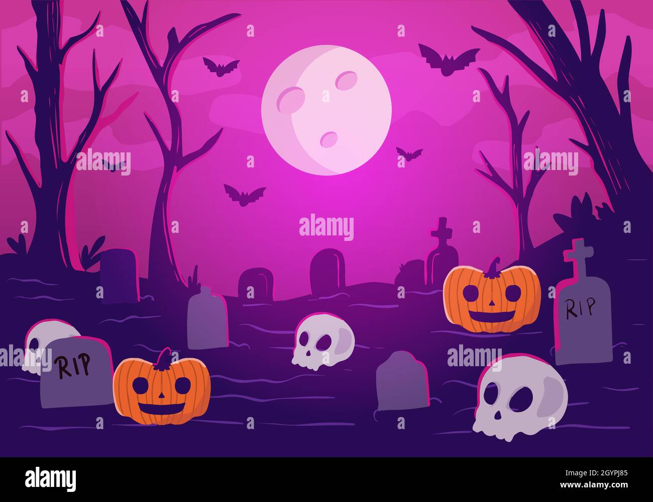 hand drawn scary halloween background vector illustration Stock Vector ...