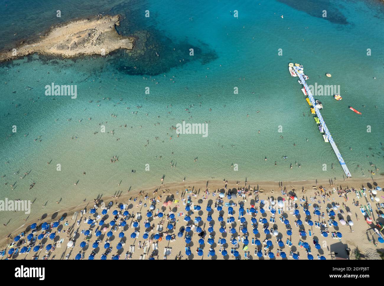 Aerial drone photograph of fig tree bay beach. Summer vacations cyprus ...
