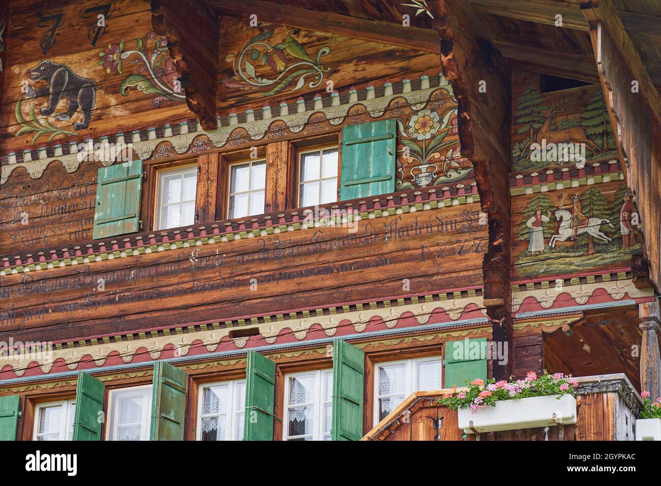 Closeup of a Swiss chalet - Simmental, Berner Oberland, Switzerland Stock Photo - Alamy