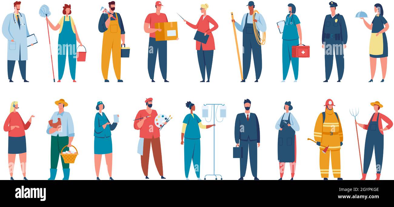 People of different professions, professional workers in uniform ...