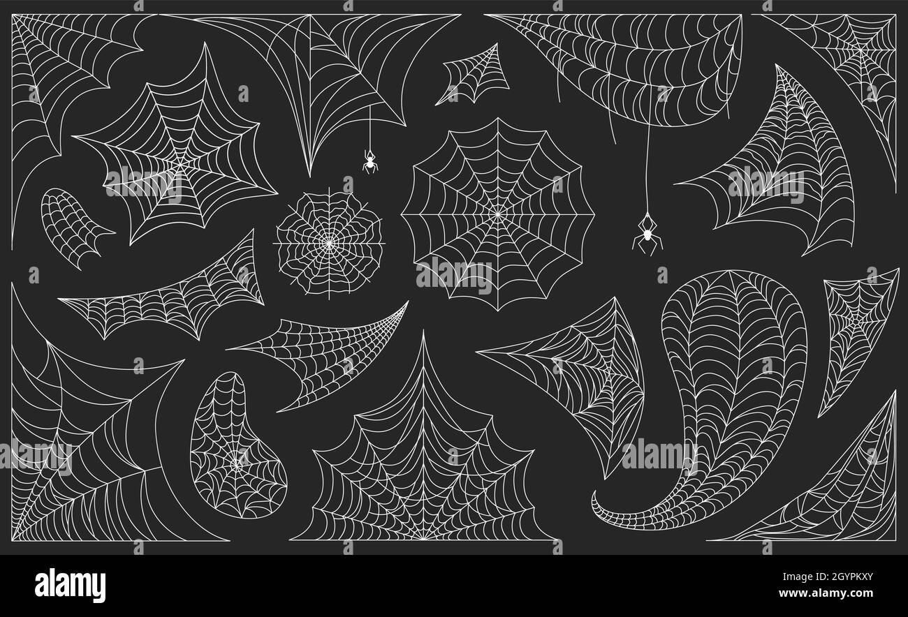 Halloween cobwebs with spiders, black spiderweb frames and borders ...