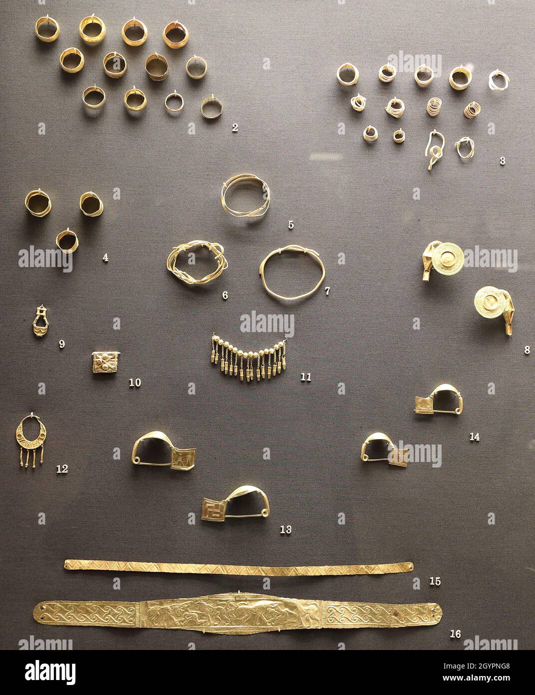 Early Greek jewellery displayed at the British Museum, London, UK Stock ...