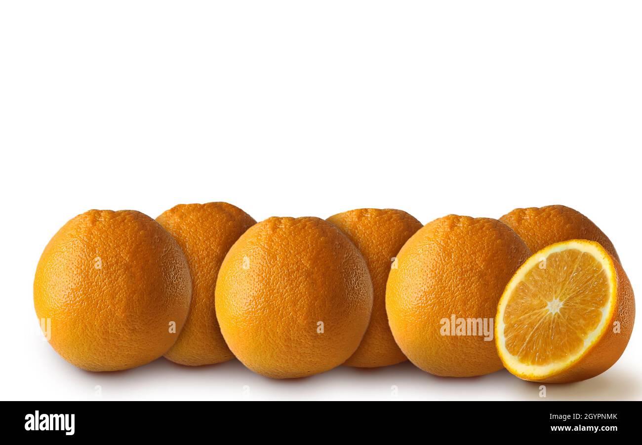 3D illustration of many oranges on a white background Stock Photo - Alamy