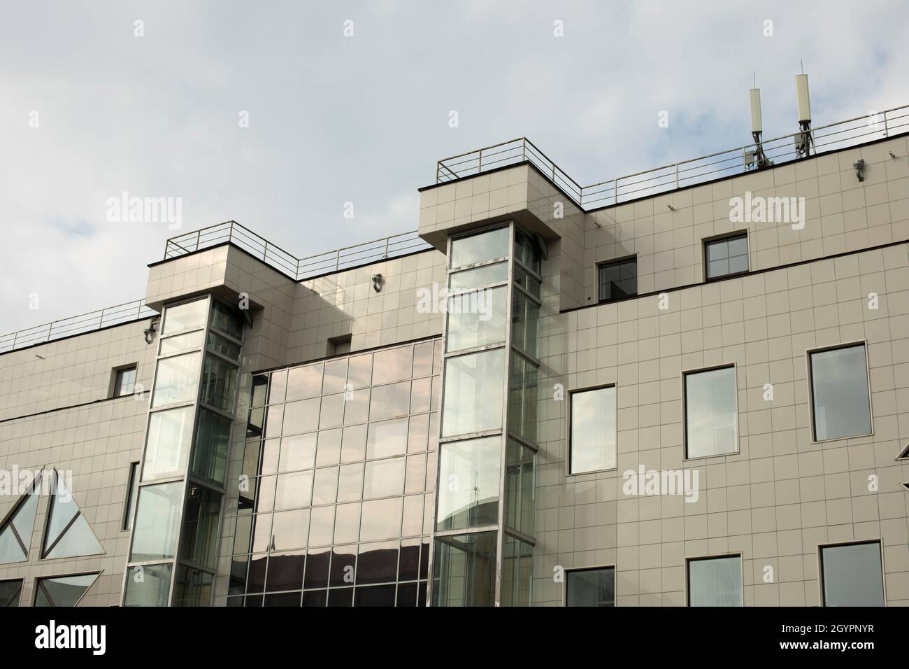 Windows in the office building. Facing panel in modern architecture ...