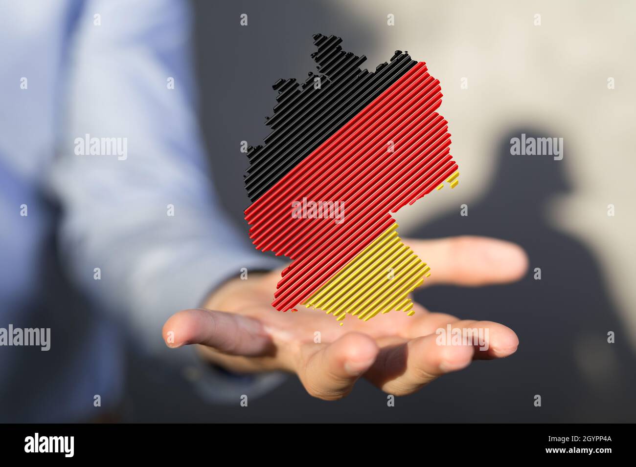 3D rendering of digital Germany map floating on human hand- internet ...