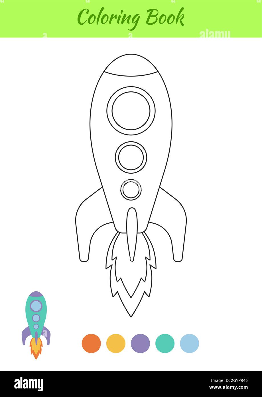 Coloring book rocket for kids. Educational activity page for preschool ...