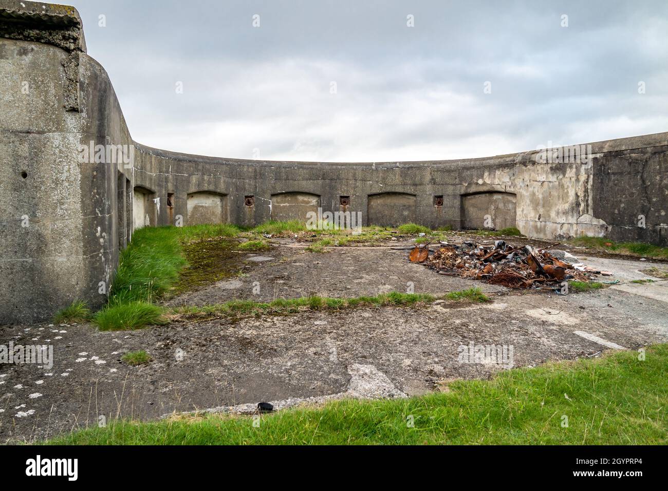 The ruins of Lenan Head fort at the north coast of County Donegal ...