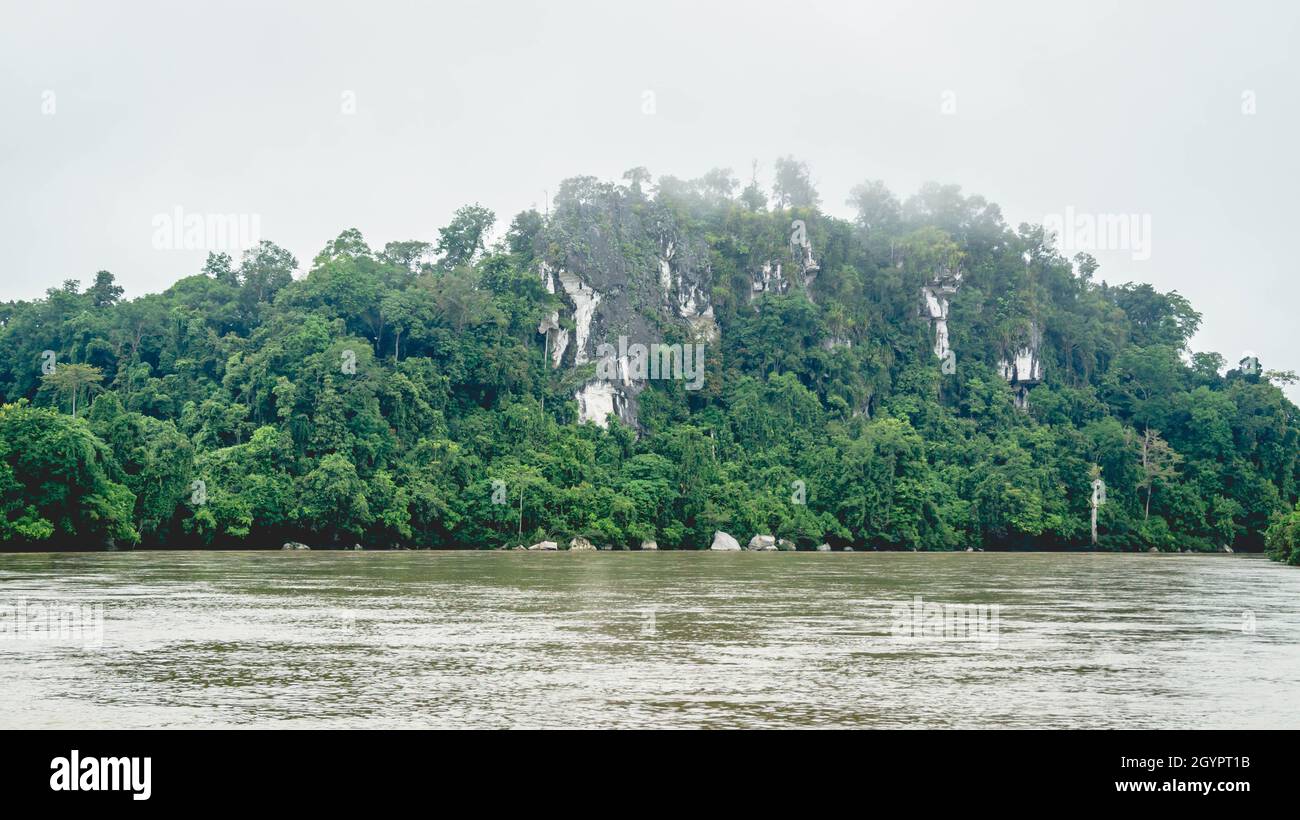 Beautiful landscape of Mahakam Ulu, tropical rainforest on the banks of ...
