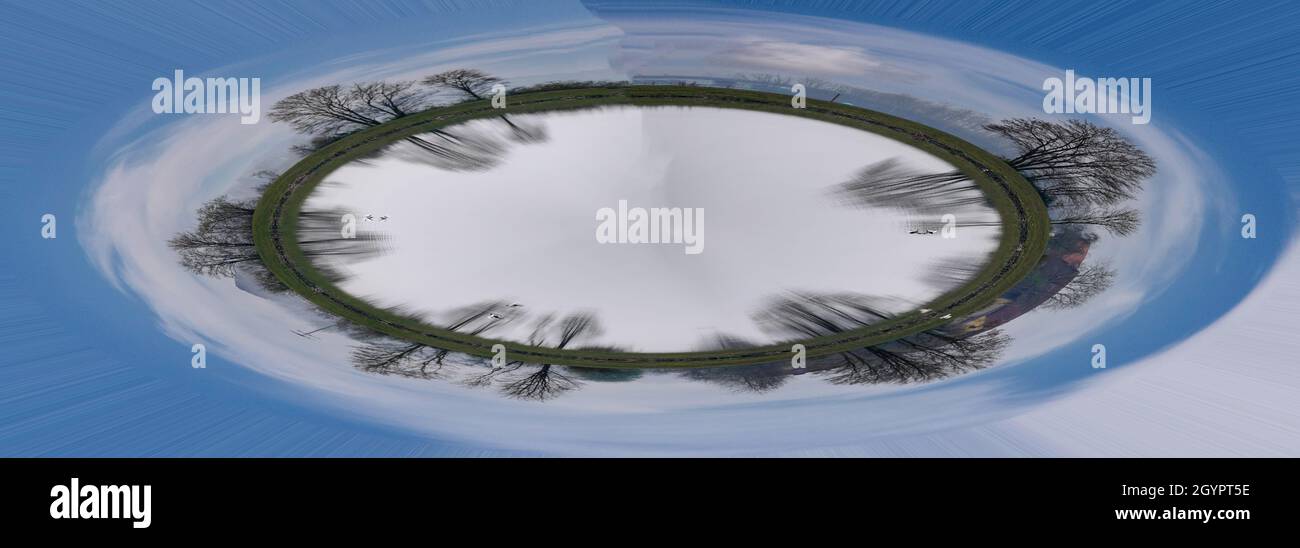 Spherical abstract panoramic aerial view in a field with fantastic ...