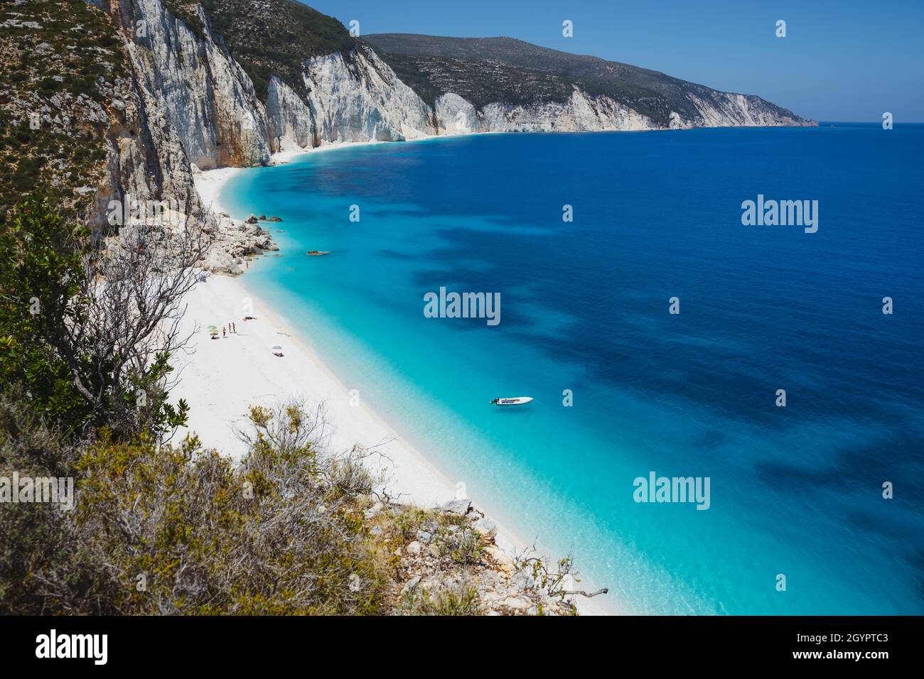 Remote and hidden fteri beach in kefalonia island hi-res stock ...