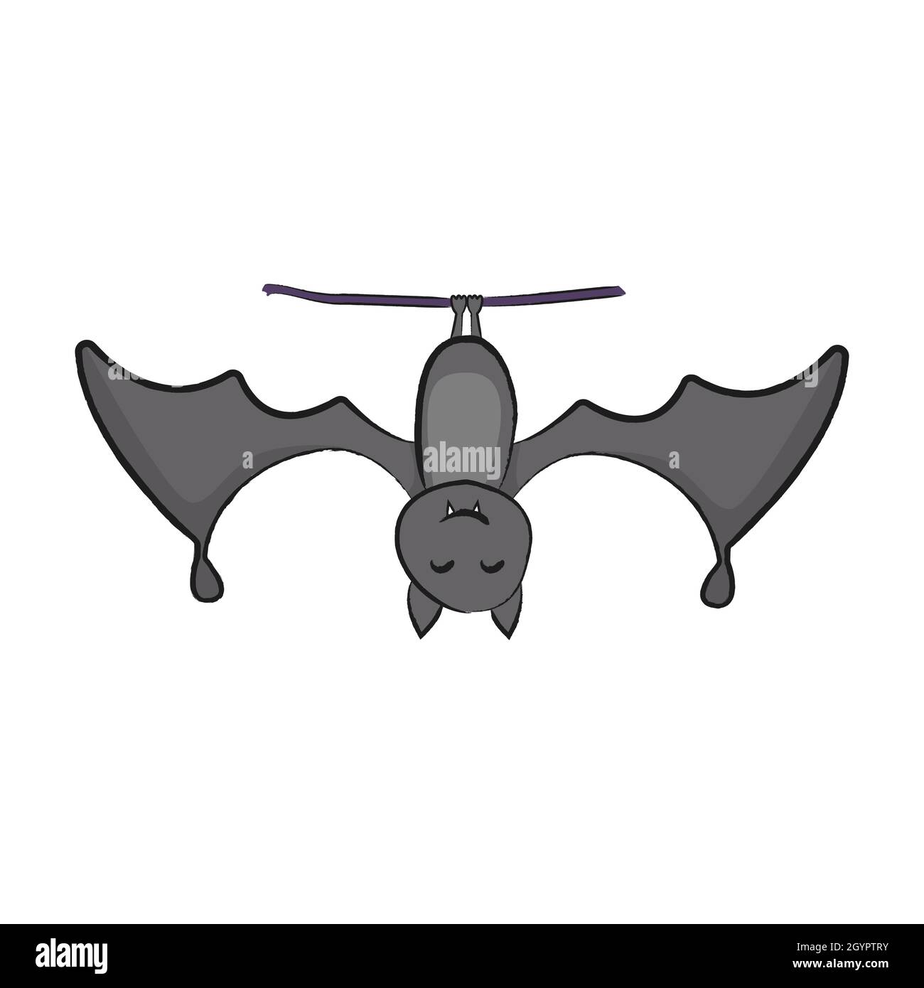 Hanging cute bat. Cartoon illustration. Isolated on white background ...