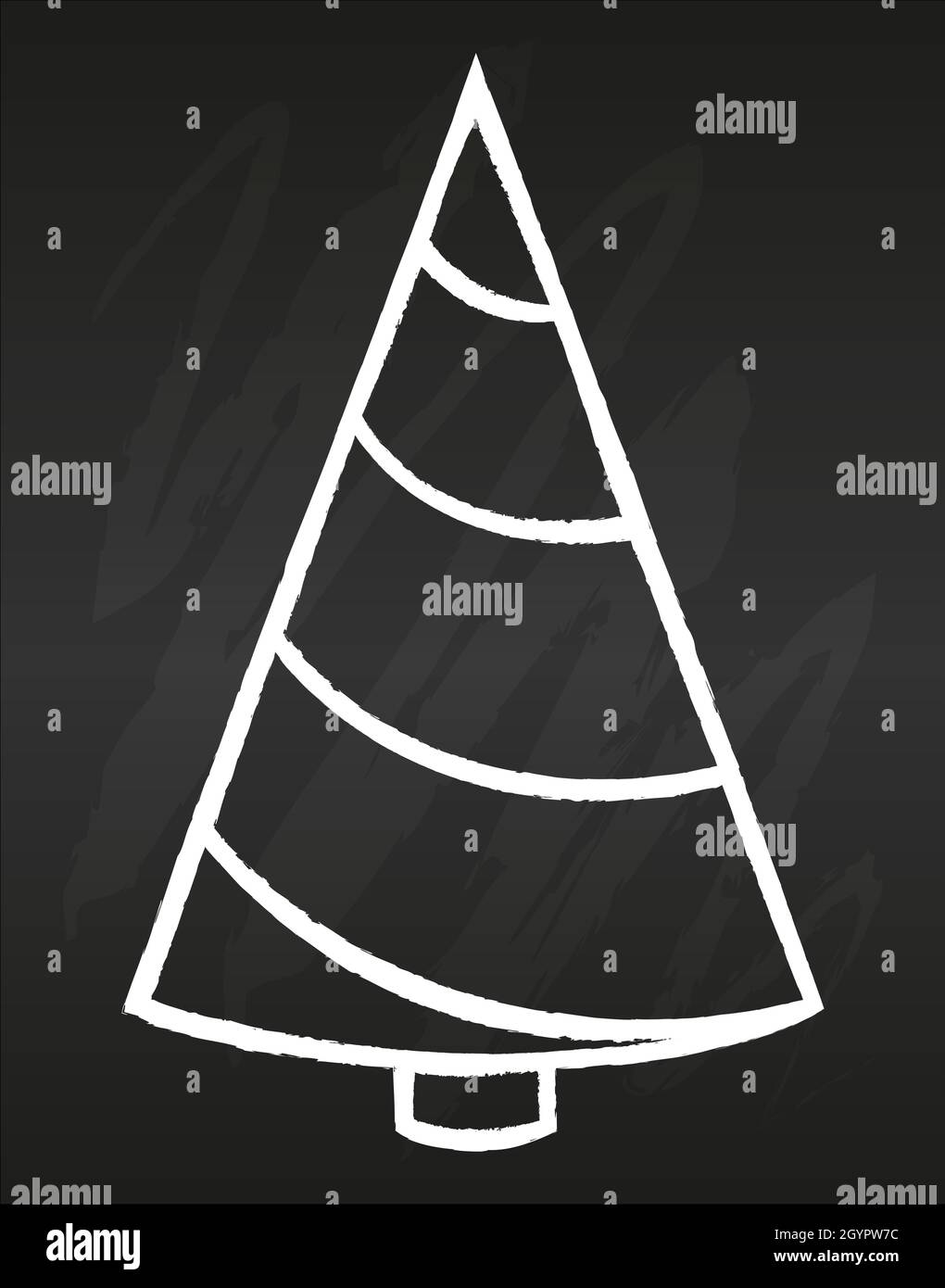White chalk vector sketch of Christmas tree on black chalkboard ...