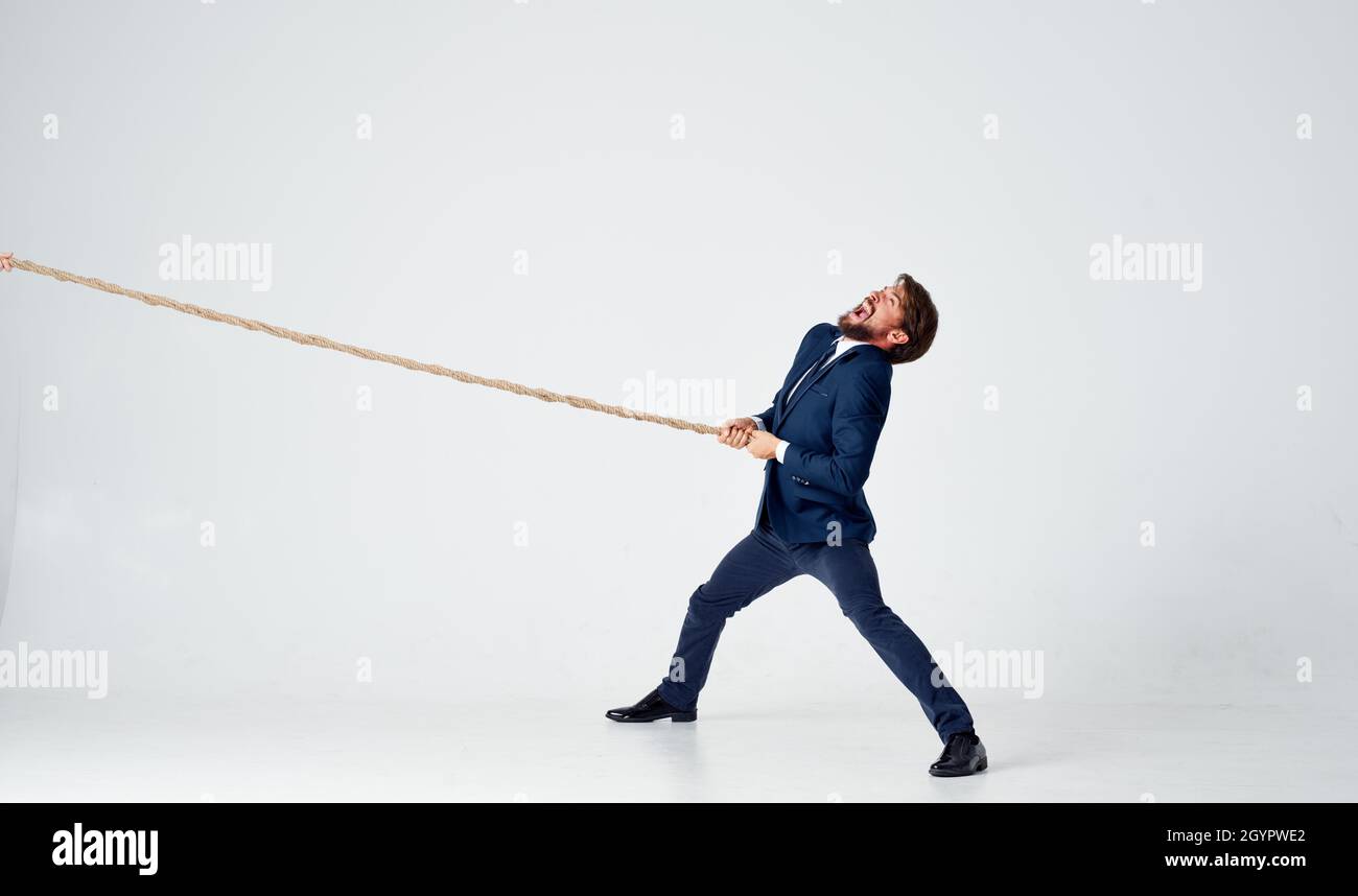 business man in suit work office rope career Stock Photo - Alamy
