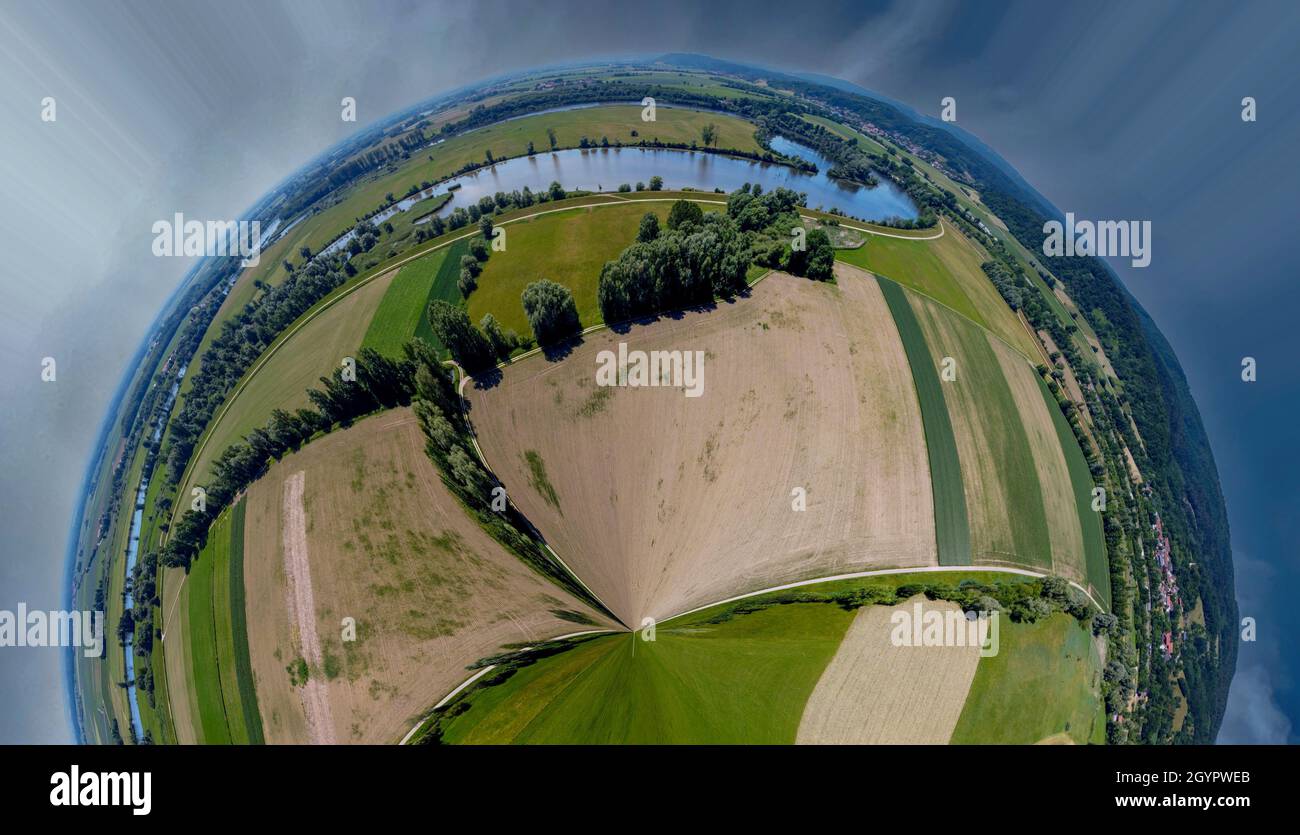 Spherical abstract panoramic aerial view in a field with fantastic ...
