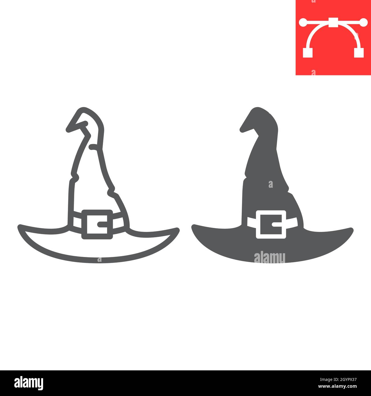 Witch hat line and glyph icon, holiday and halloween, wizard hat vector ...