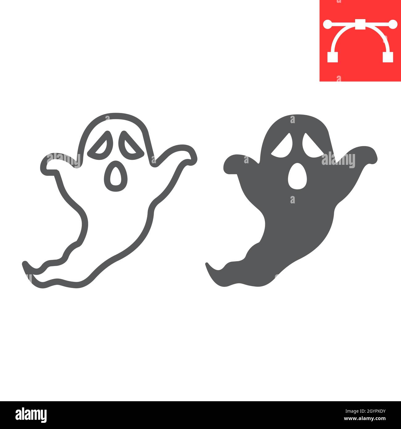 Ghost line and glyph icon, holiday and halloween, ghost vector icon ...