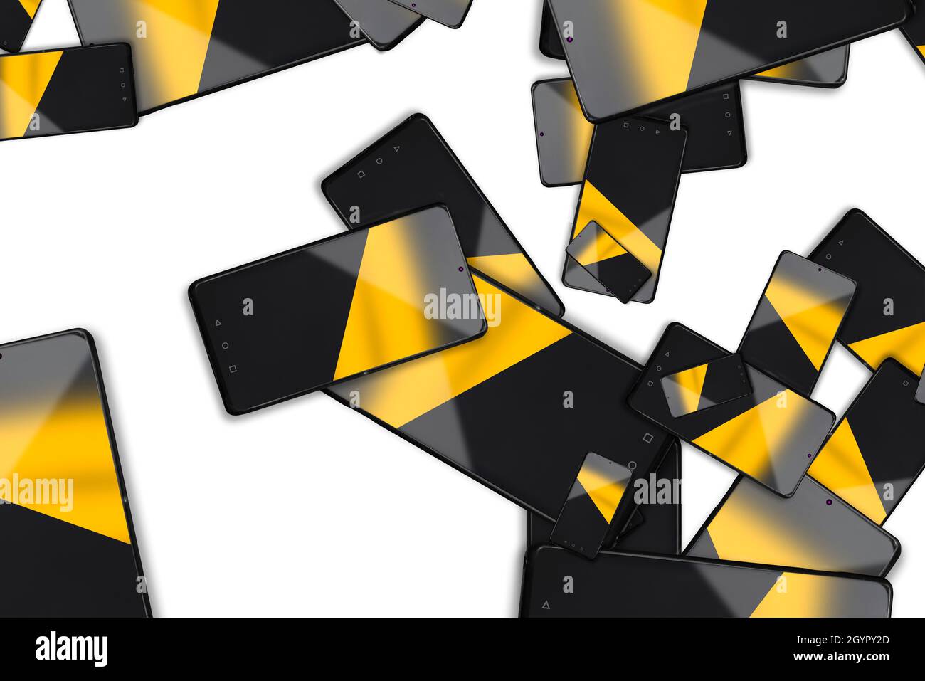 Modern and black smartphones falling Stock Photo - Alamy