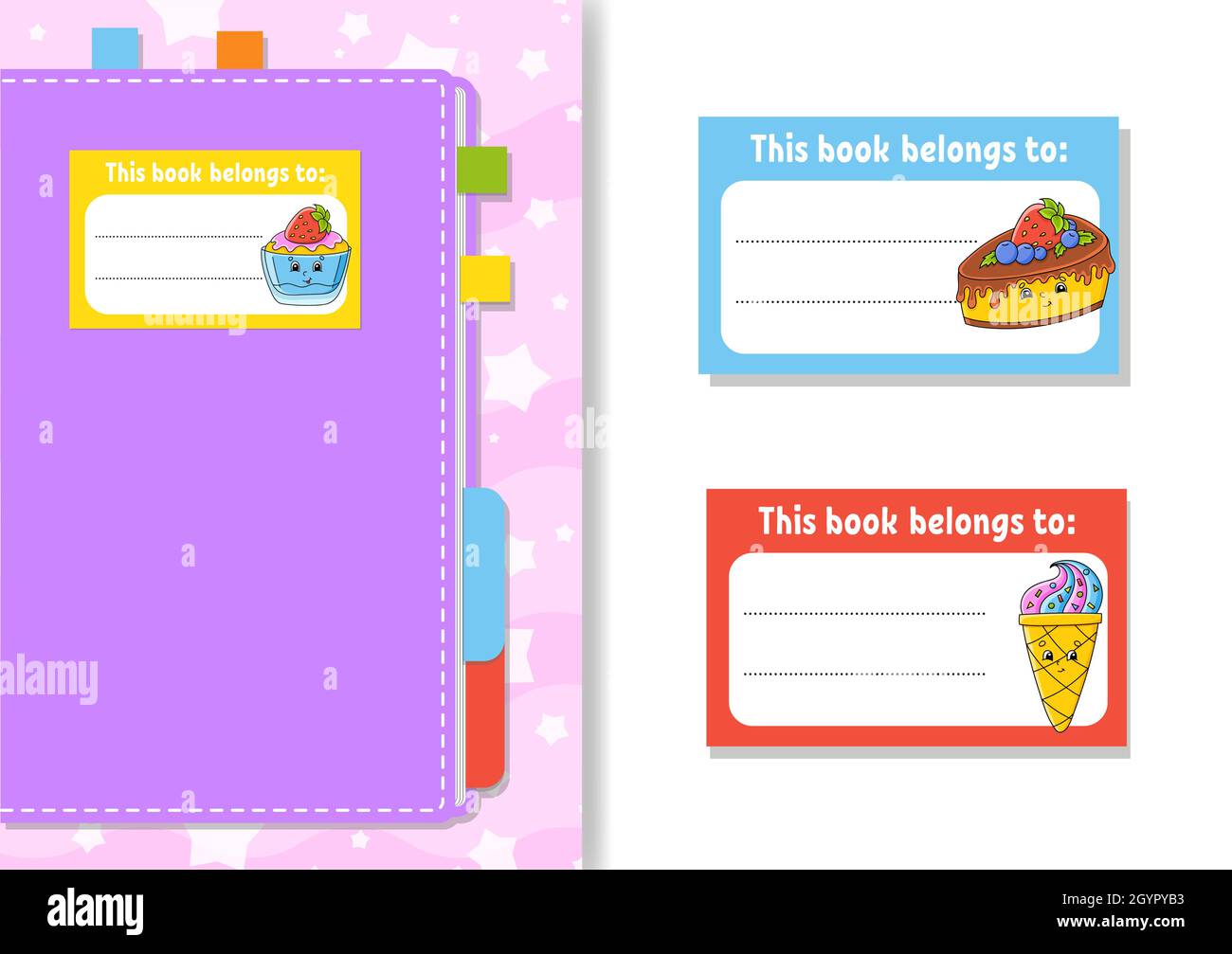 Book label stickers for kids. The rectangular shape. Isolated color ...