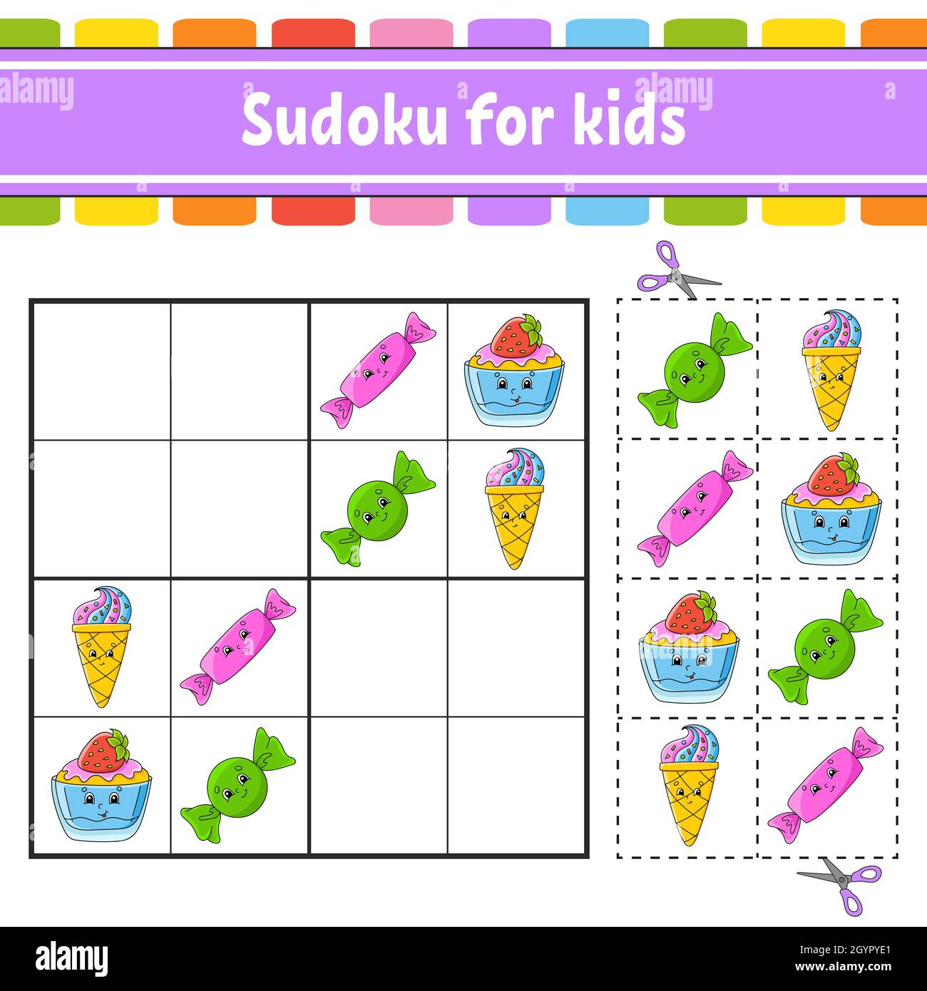 Sudoku for kids. Education developing worksheet. Activity page with ...