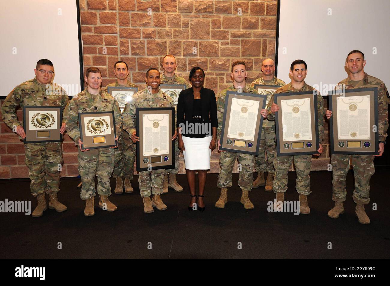 Army Col. Trina Rice, the U.S. Army Europe G-1, stands for a photo with ...