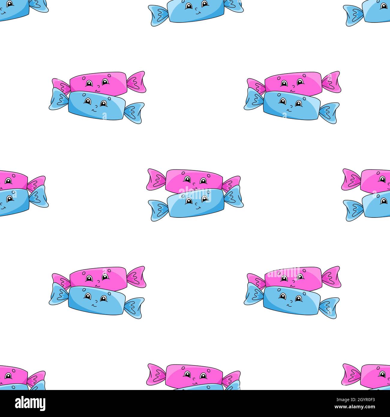 Colored seamless pattern. Cartoon style. Hand drawn. Vector ...