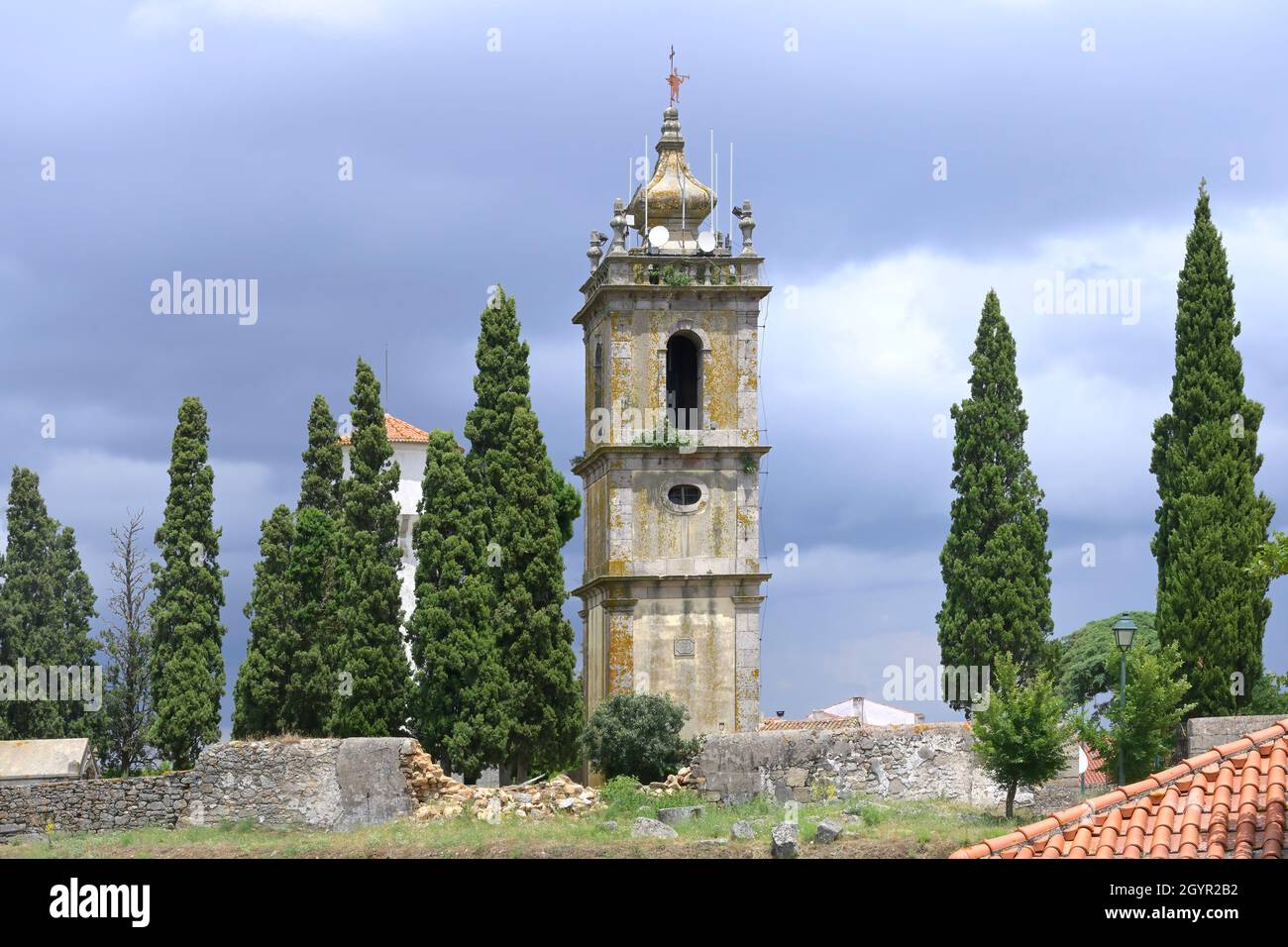 Almeida castle ruins and clock tower, Historic village around the Serra ...