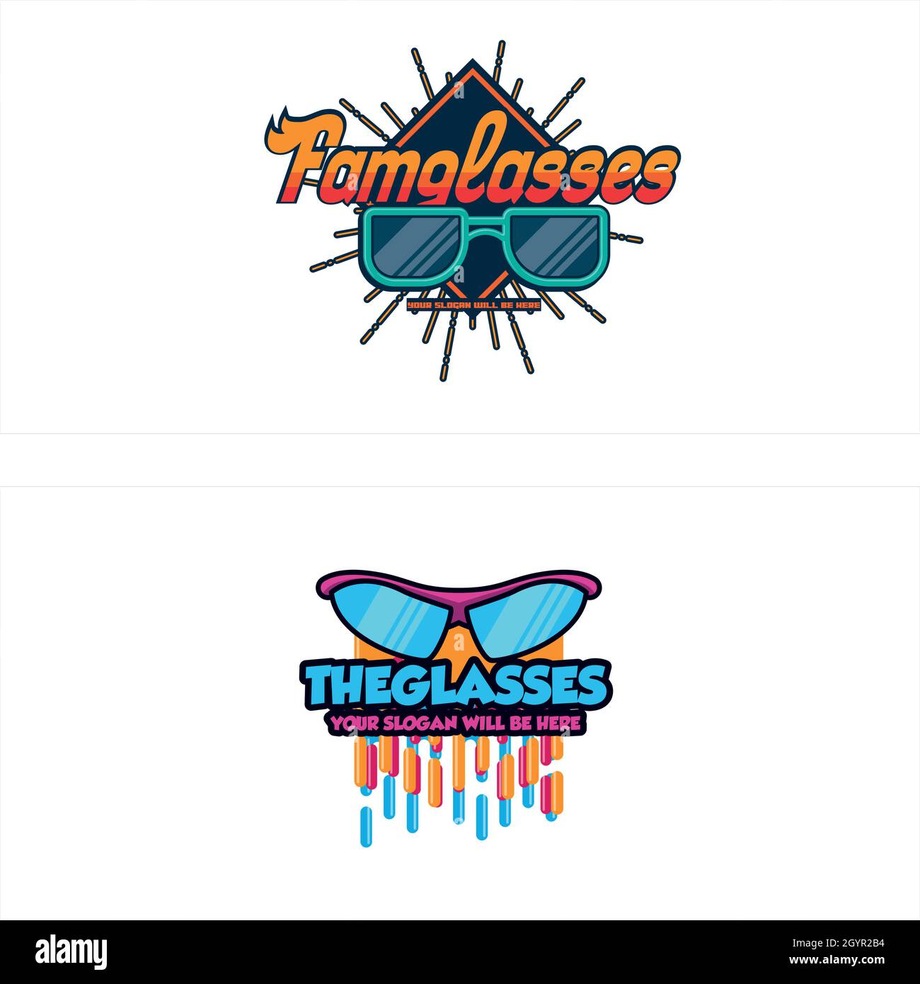 Colorful playful glasses logo design Stock Vector Image & Art - Alamy