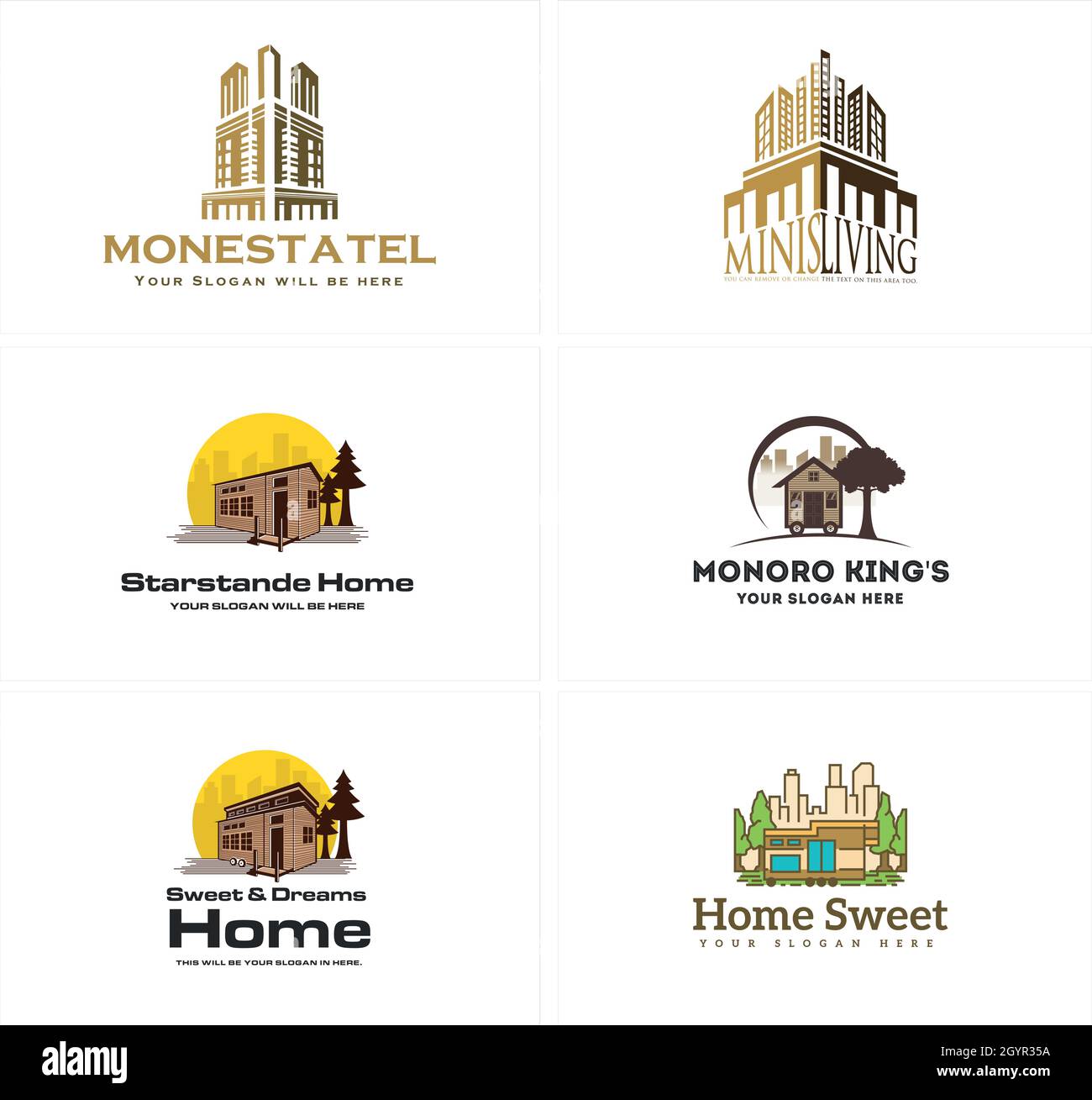 Set of home living building urban logo design Stock Vector Image & Art ...