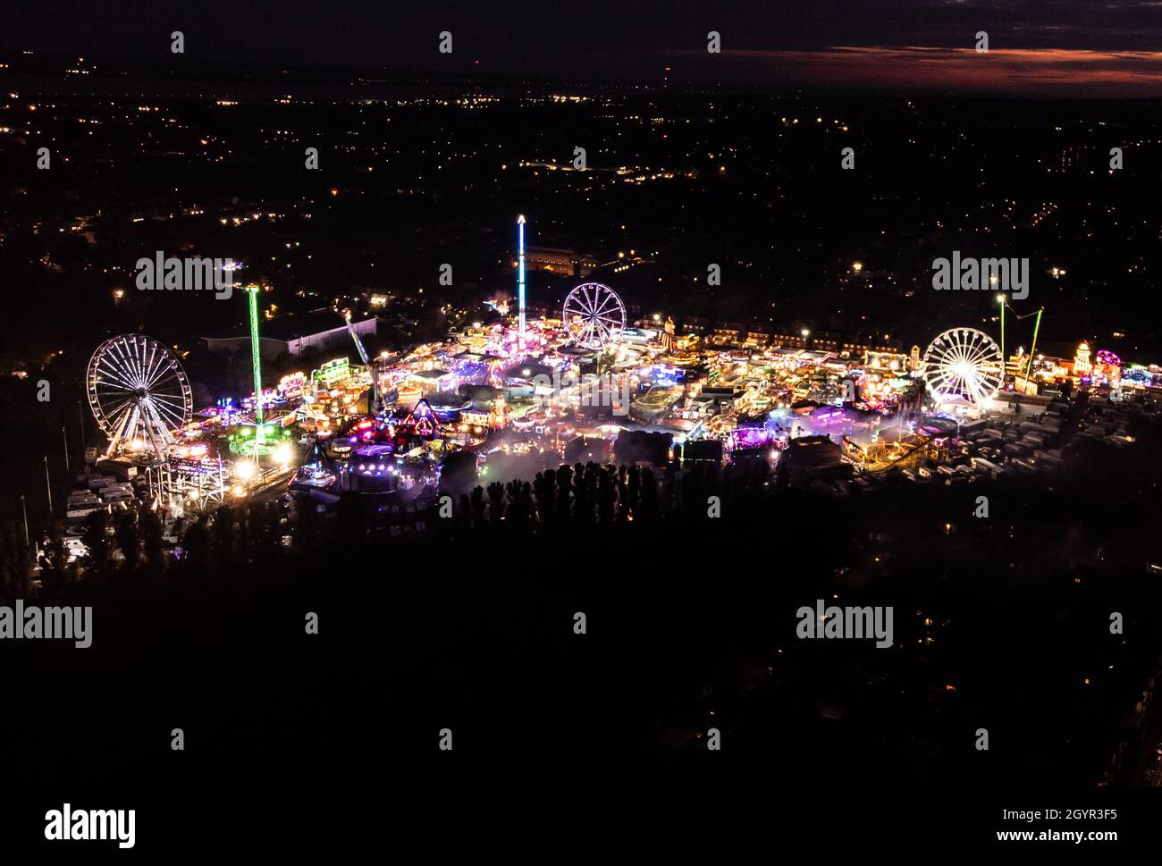 The opening night of The Hull Fair, in Hull, Yorkshire, one of the ...