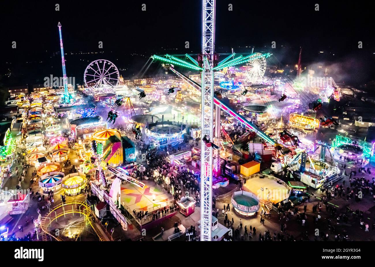 The opening night of The Hull Fair, in Hull, Yorkshire, one of the ...