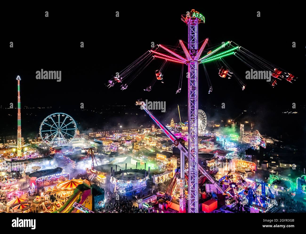 The opening night of The Hull Fair, in Hull, Yorkshire, one of the ...