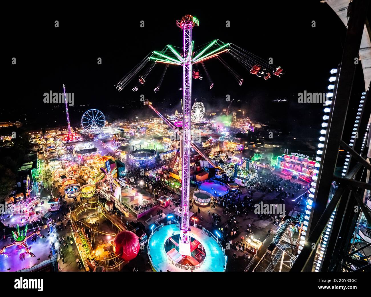 The opening night of The Hull Fair, in Hull, Yorkshire, one of the ...