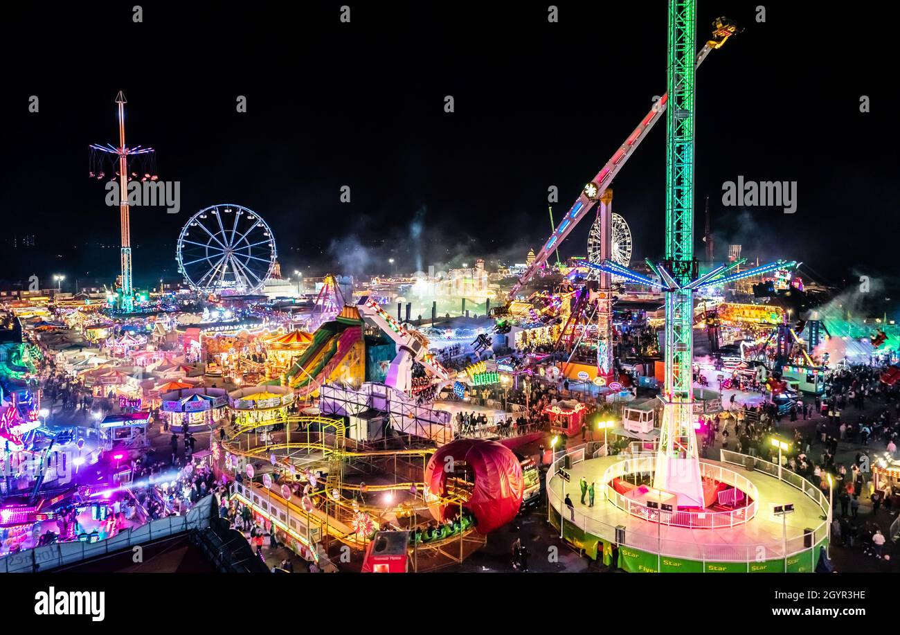 The opening night of The Hull Fair, in Hull, Yorkshire, one of the ...
