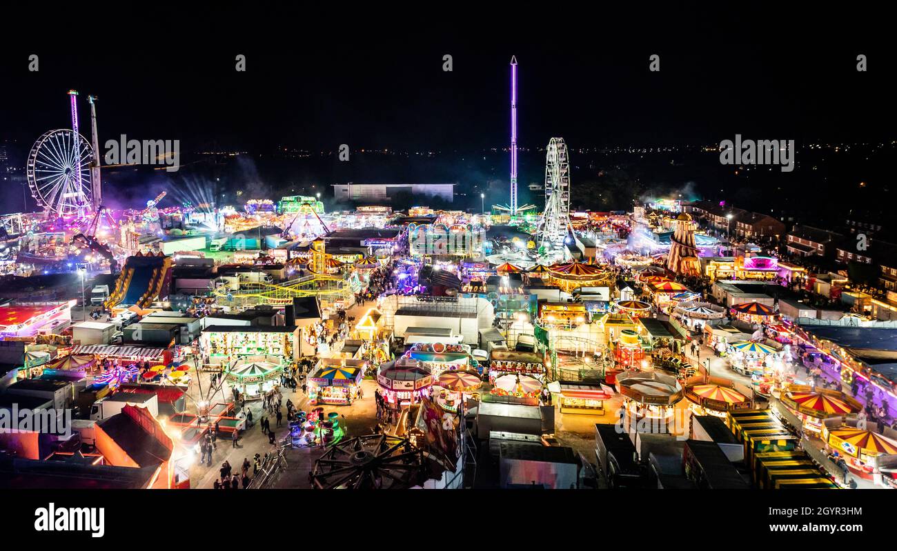 The opening night of The Hull Fair, in Hull, Yorkshire, one of the ...