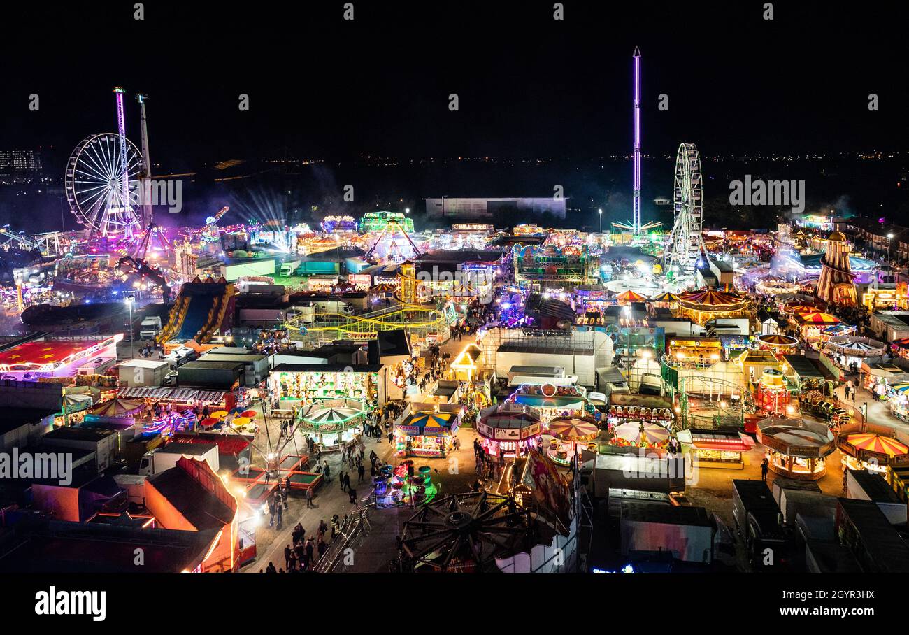The opening night of The Hull Fair, in Hull, Yorkshire, one of the ...