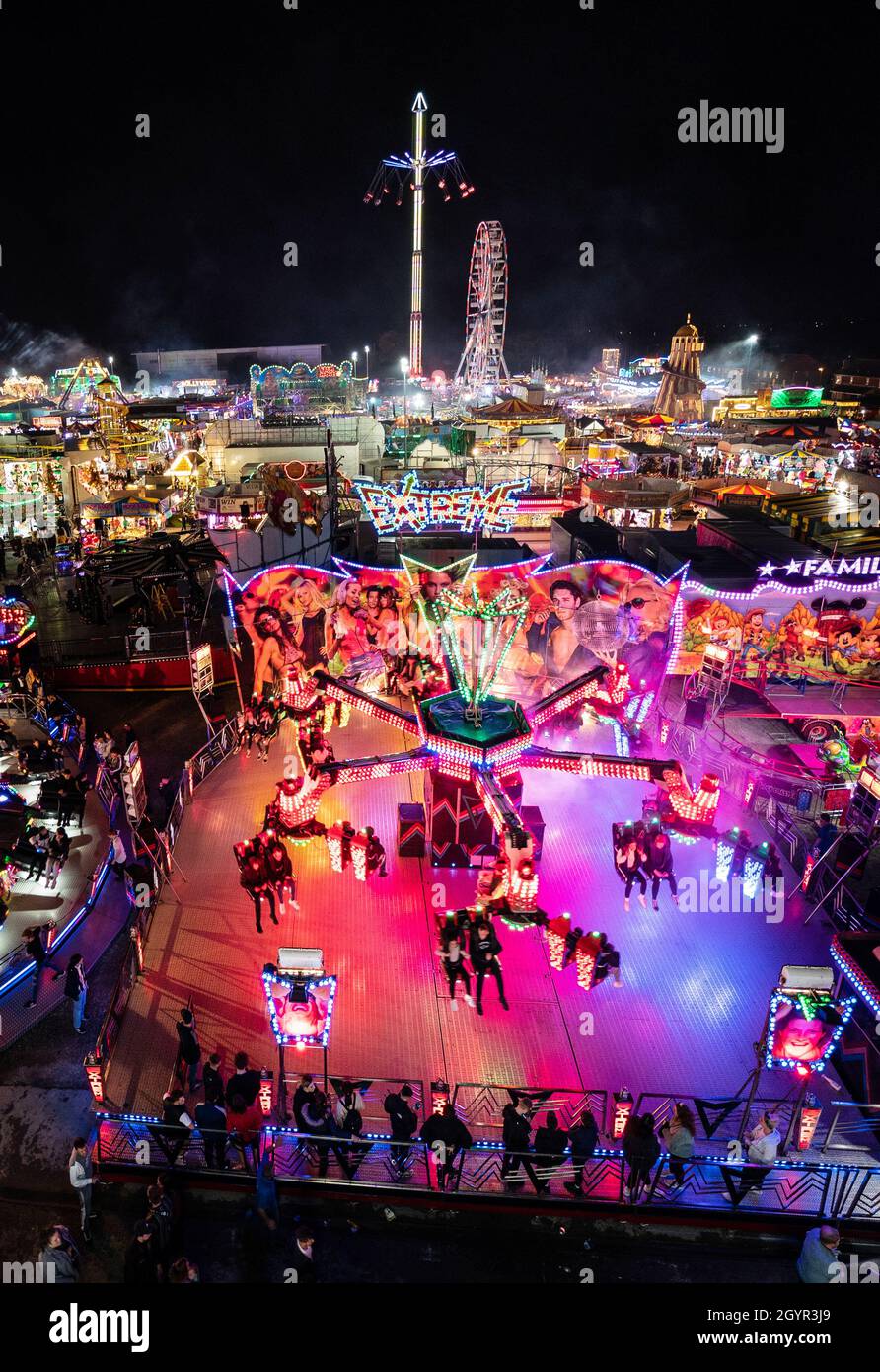 The opening night of The Hull Fair, in Hull, Yorkshire, one of the ...