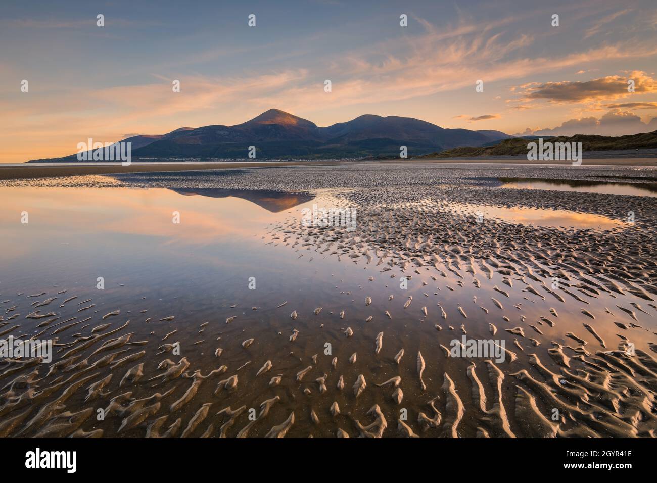 View of the Mourne Mountains from Murlough beach Stock Photo - Alamy