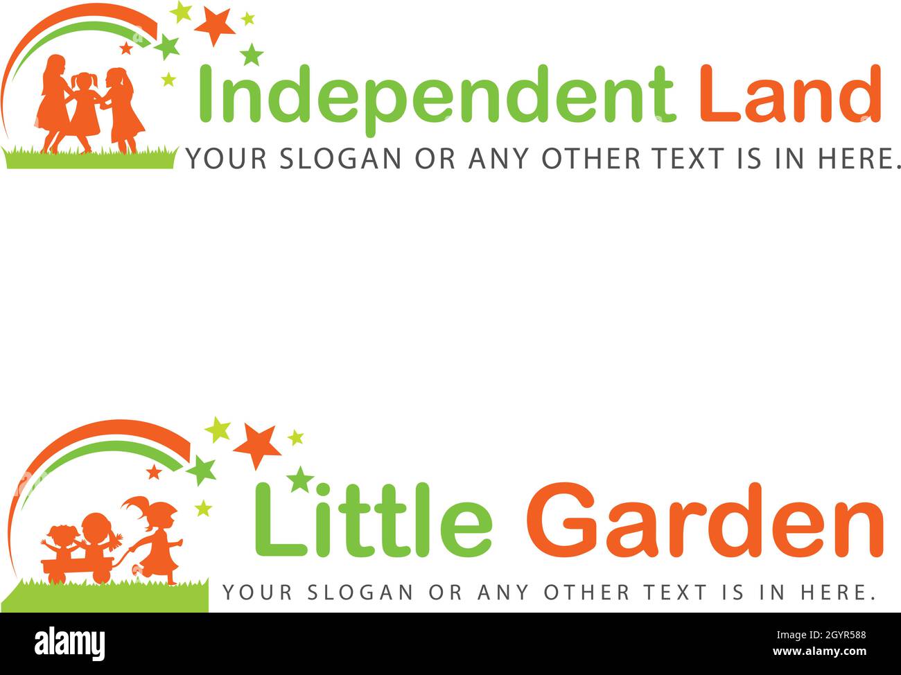 Playful kids girl kindergarten playground logo design Stock Vector ...