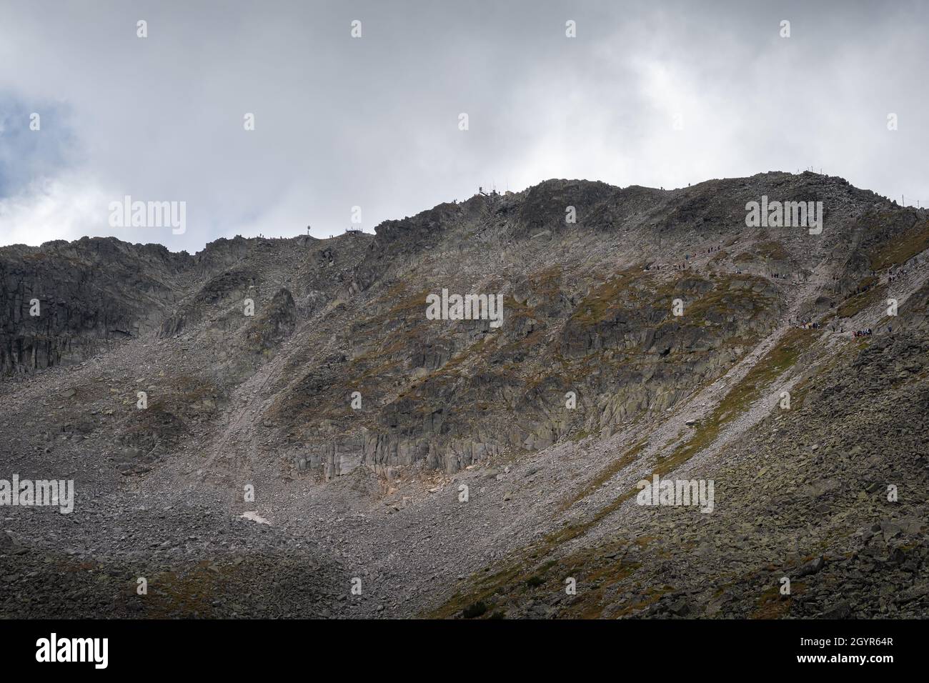 Impressive, rocky, remote, mountain ridge and summits on Rila mountain ...