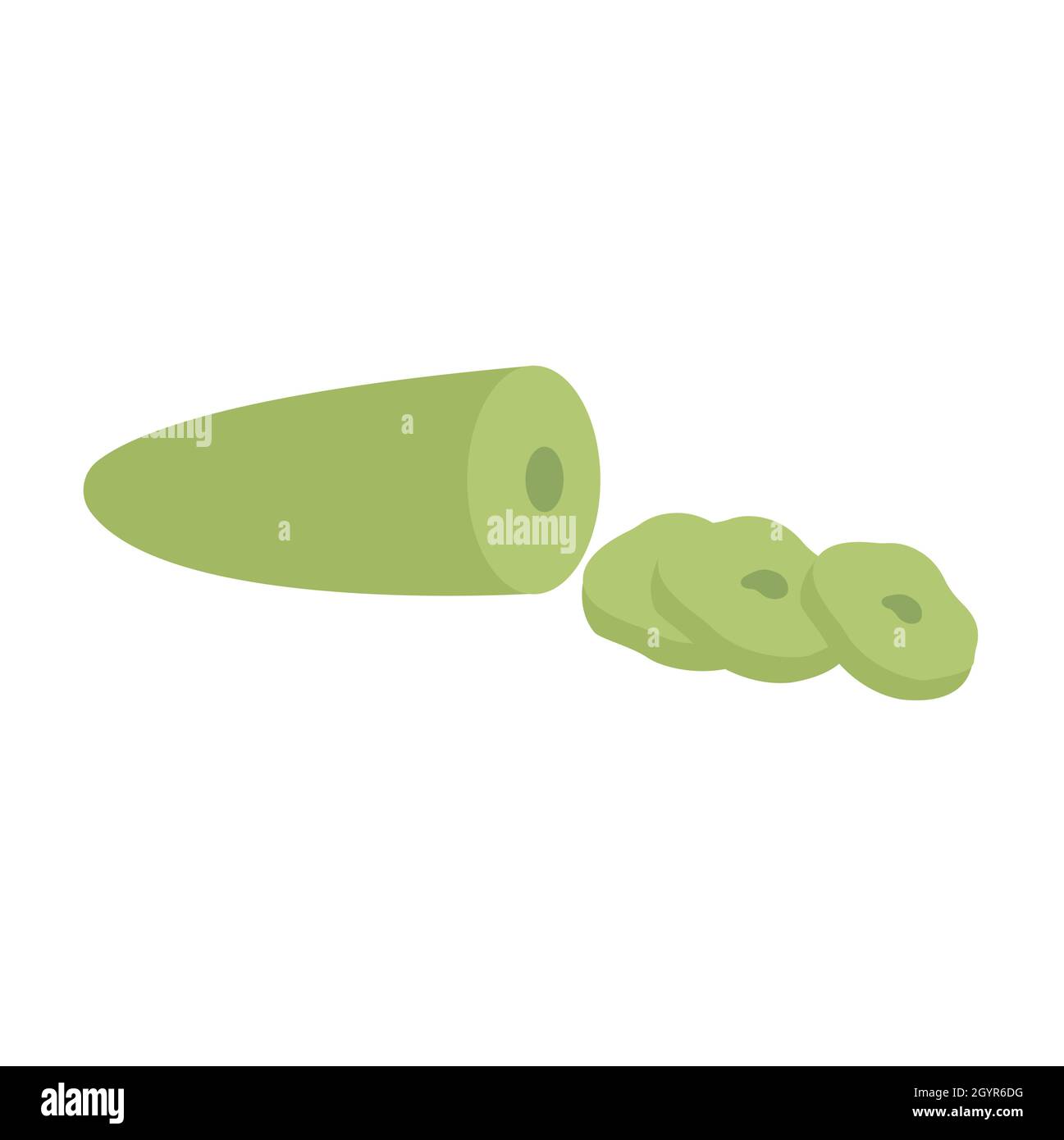 Vector image of a cucumber slice isolated on a white background, flat ...