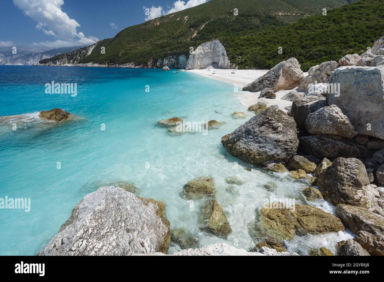 Remote and hidden Fteri beach in Kefalonia Island, Greece, Europe Stock ...
