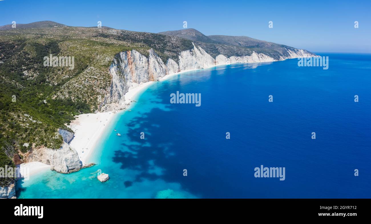 Remote and hidden Fteri beach in Kefalonia Island, Greece, Europe Stock ...