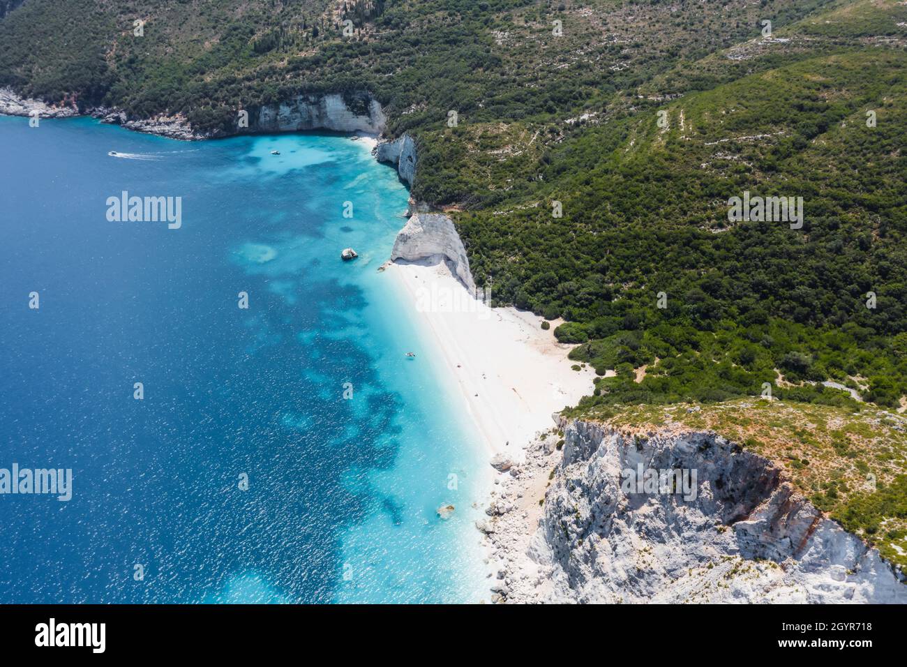 Remote and hidden Fteri beach in Kefalonia Island, Greece, Europe Stock ...