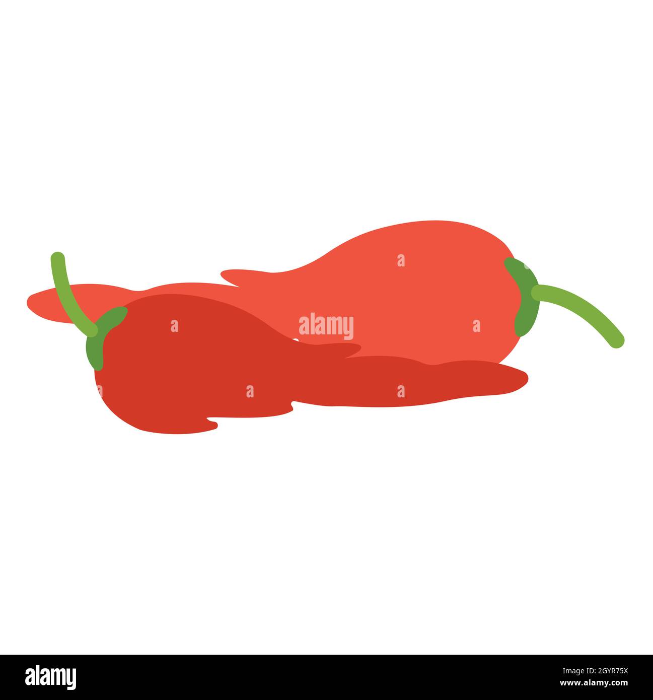 Two red chili peppers, vector drawing, flat design illustration Stock ...