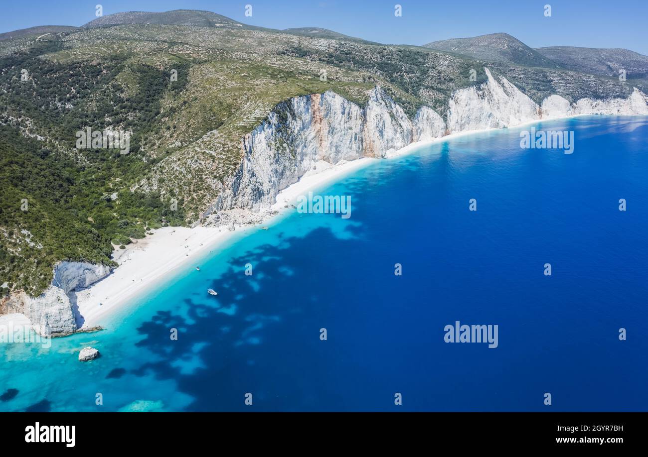 Remote and hidden Fteri beach in Kefalonia Island, Greece, Europe Stock ...