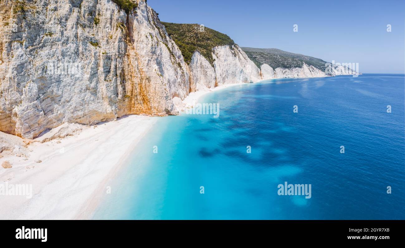 Remote and hidden fteri beach in kefalonia island hi-res stock ...