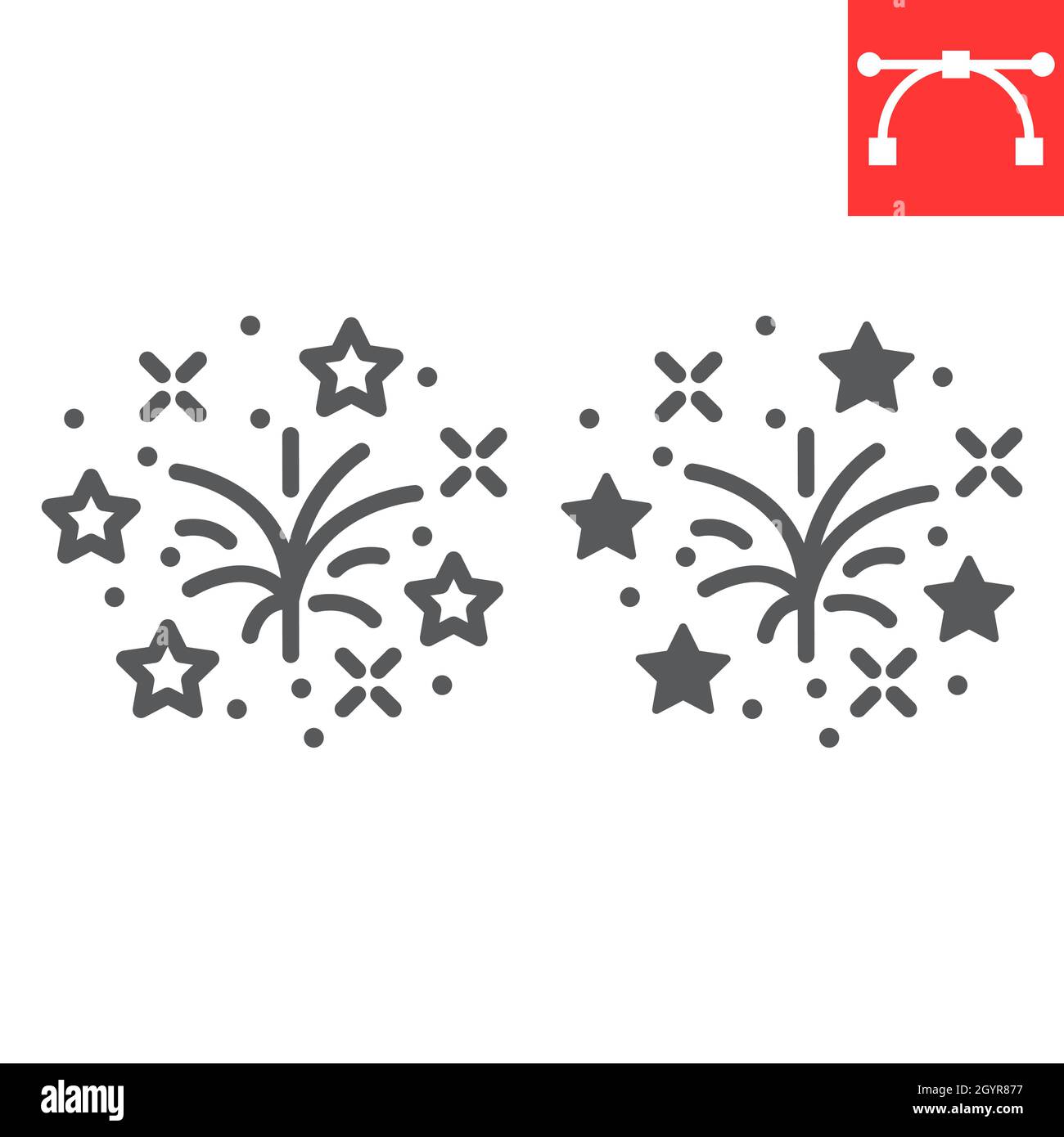 Fireworks line and glyph icon, holiday and xmas, firework vector icon ...