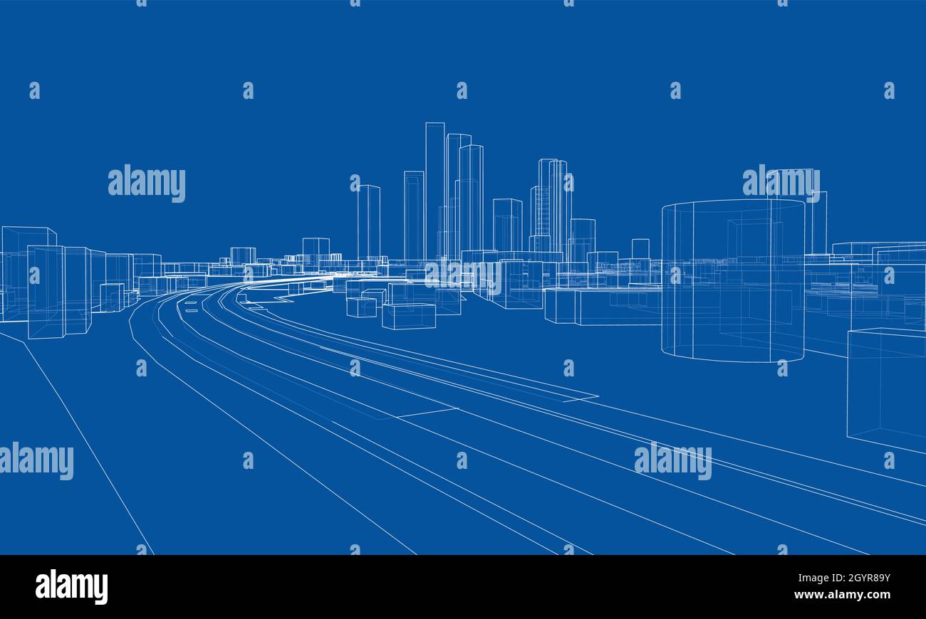 Vector lines buildings and city roads, town design Stock Vector Image ...