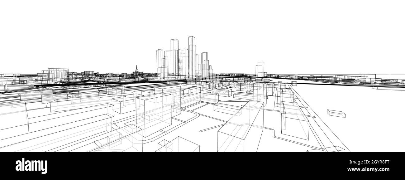 Vector 3d urban landscape. Buildings and roads Stock Vector Image & Art ...
