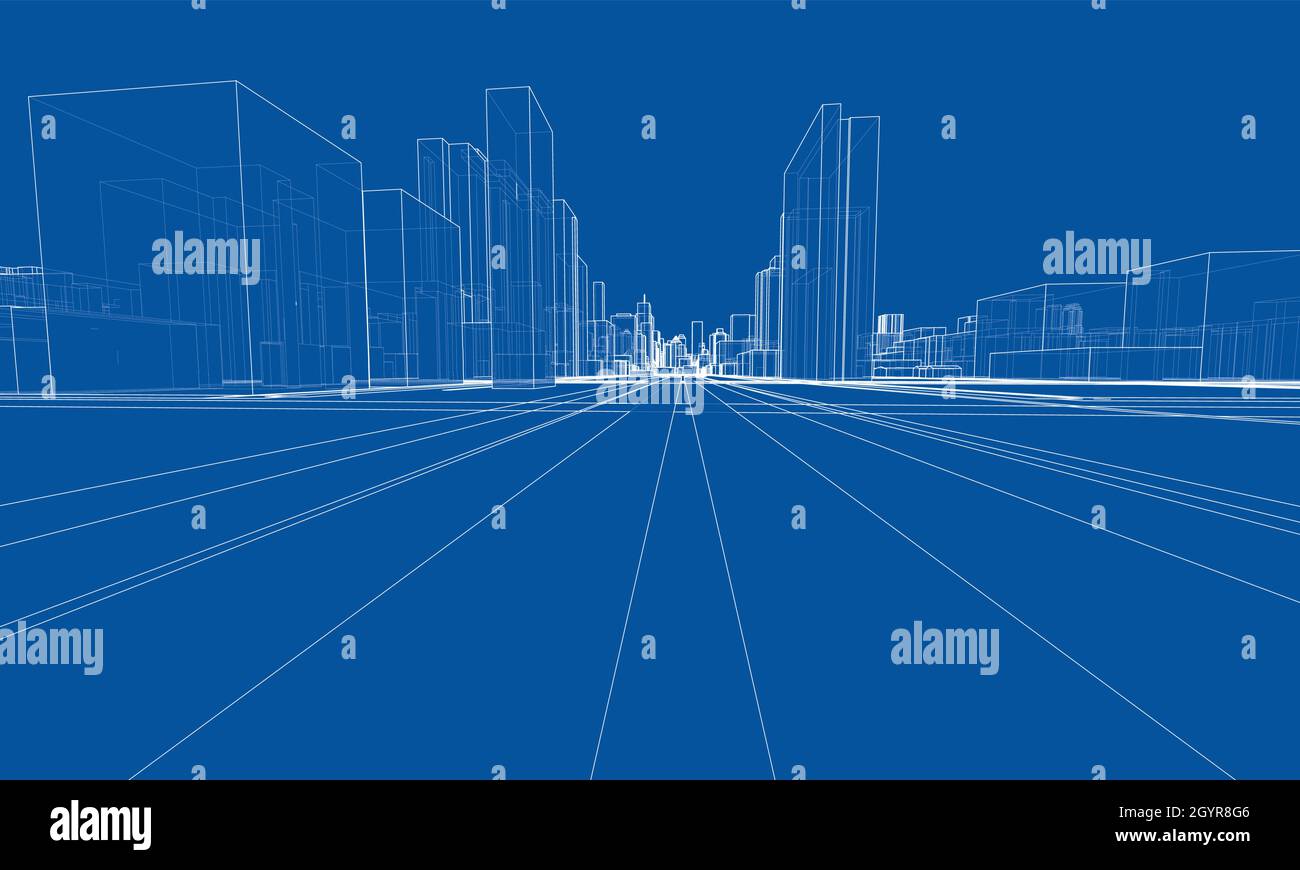 Vector 3d urban landscape. Buildings and roads Stock Vector Image & Art ...